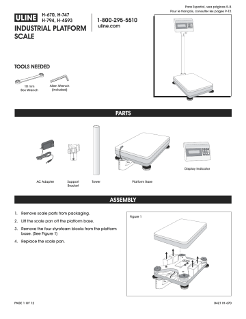 ULINE Industrial Platform Scale User Manual | Manualzz