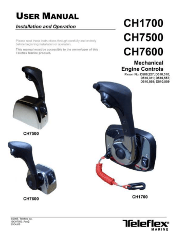 Teleflex Mechanical engine control Installation Guide | Manualzz