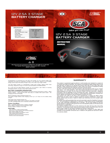 SCA 12V Stage Battery Charger Instruction manual | Manualzz