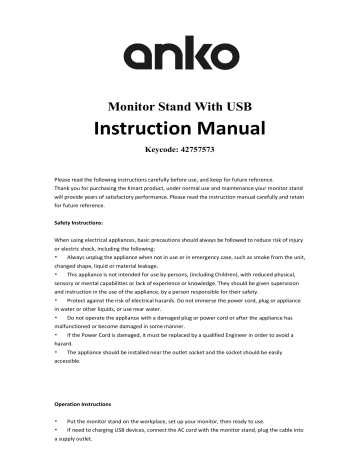 Anko Monitor Stand Instructions | Manualzz