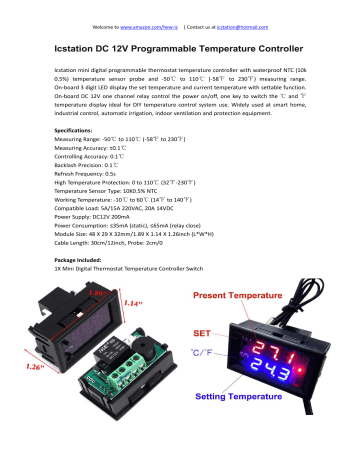 Icstation Programmable Temperature Controller Instructions | Manualzz