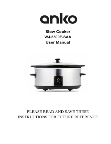 Anko Slow Cooker User Manual | Manualzz