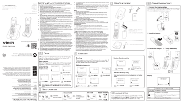 vtech DECT 6.0 cordless telephone User Guide | Manualzz
