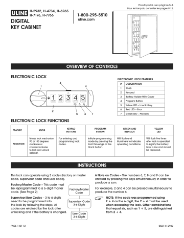 ULINE Digital Key Cabinet User Manual | Manualzz