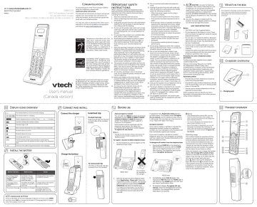 vtech DECT 6.0 accessory handset VTech models User Manual | Manualzz
