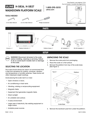 ULINE Washdown Platform Scale User Manual | Manualzz