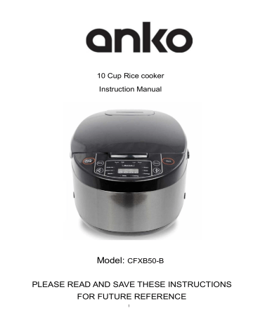Anko 10 Cup Rice cooker Instruction manual | Manualzz