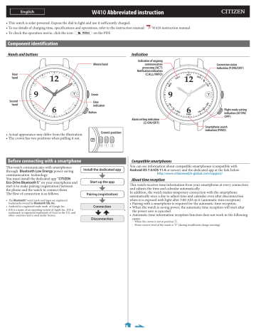 Citizen Bluetooth Watch Instructions | Manualzz