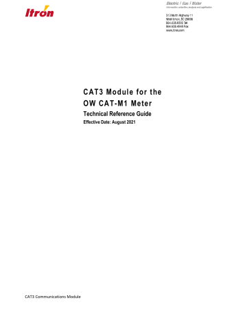 Itron CAT3 Module for the OW CAT-M1 Meter User Guide | Manualzz