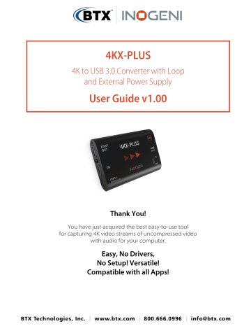 INOGENI 4KX-PLUS 4K to USB 3.0 Converter User Guide | Manualzz