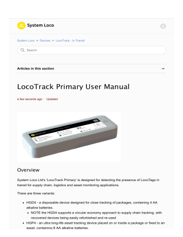 System Loco LTP-H4-1 Primary LocoTrack User Manual | Manualzz