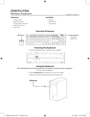 memorex MWKB142 Wireless Keyboard User Guide | Manualzz