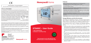 Honeywell ST9400C 7 Day Two Channel Programmer User Guide | Manualzz