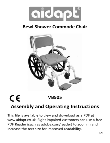 Aidapt VB505 Bewl Shower Commode Chair Instruction manual | Manualzz