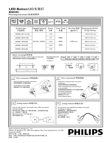 Philips LED Batten BN058C Mounting Instructions | Manualzz