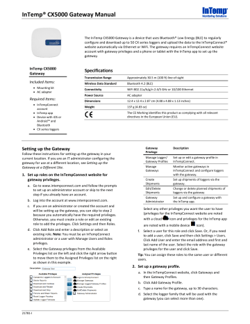InTemp CX5000 CX Gateway User Manual | Manualzz