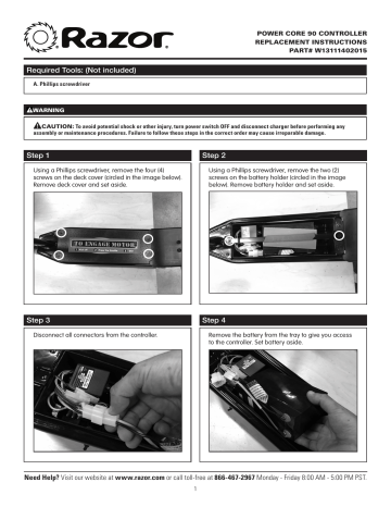 Razor Power Core 90 Controller Replacement Instructions | Manualzz