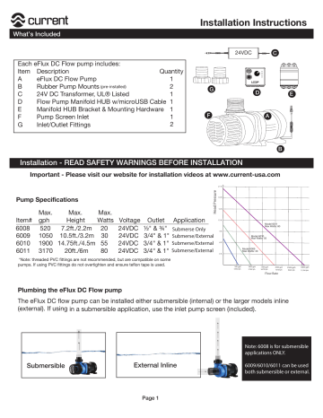current eFlux DC Flow pump Installation Guide | Manualzz