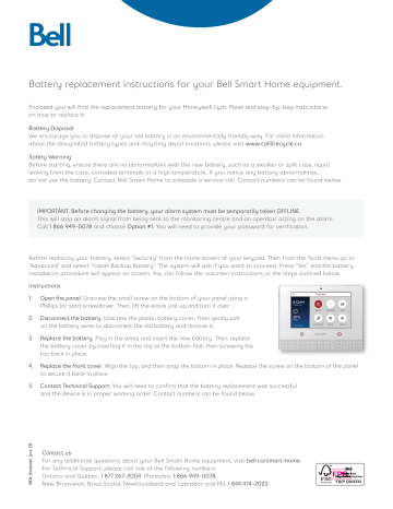 Honeywell Bell Smart Home equipment battery replacement Instructions ...