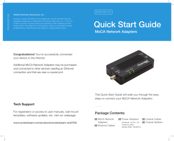 Actiontec MoCA Network Adapters ECB7250 KIT User Guide | Manualzz