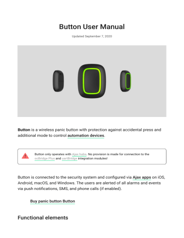 ajax Button – Wireless Panic Button User Manual | Manualzz