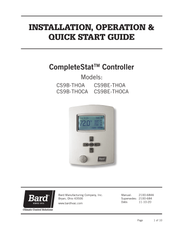 Bard CompleteStat Controller Installation Guide | Manualzz