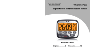 ThermoPro Digital Kitchen Timer TM-01 Instruction manual | Manualzz