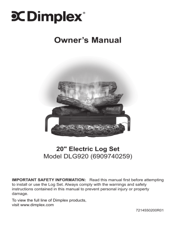 Dimplex DLG920 20″ Electric Fireplace Log Set Owner’s Manual | Manualzz