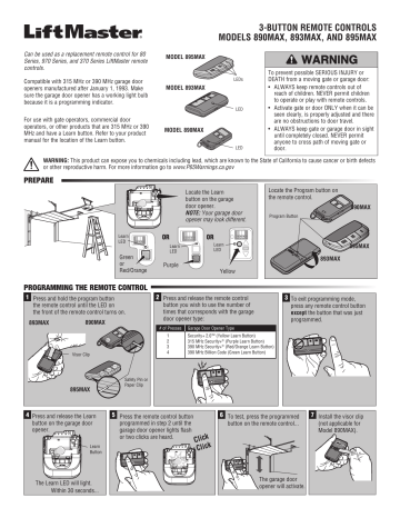 LiftMaster 890MAX Instruction manual | Manualzz