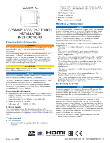 Garmin GPSMAP 1222 Touch Chartplotter Installation Guide | Manualzz