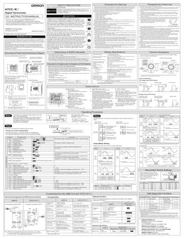 Omron Digital Tachometer H7CC-R Instructions | Manualzz