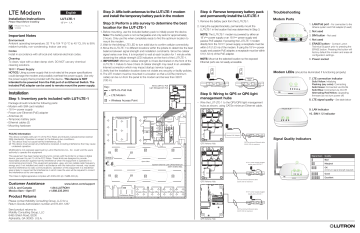 Lutron LTE Modem LUT-LTE-1 Instruction manual | Manualzz