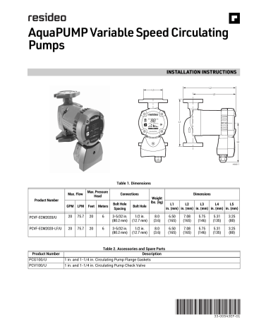 resideo PCVF-ECM2020 AquaPump Variable Speed Circulating Pumps Installation Guide | Manualzz