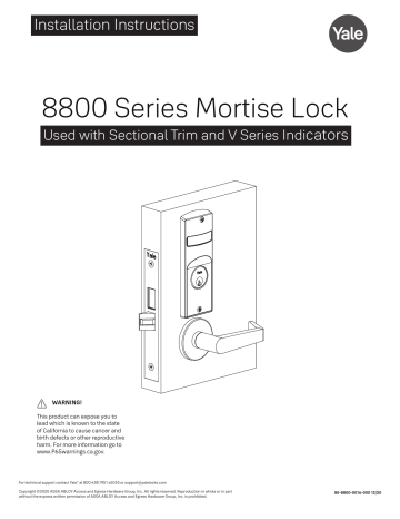 Yale 8800 Series 485335 Mortise Lock Installation Guide | Manualzz