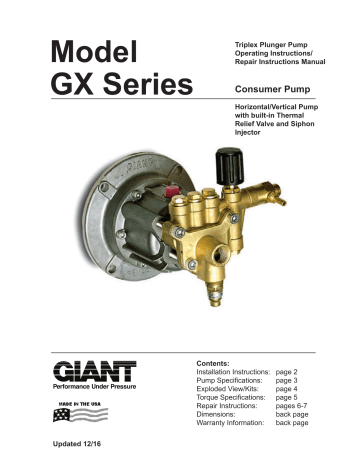 GIANT GX Series Triplex Plunger Pump Instruction manual | Manualzz
