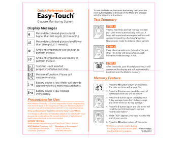 EasyTouch 807001 Glucose Monitoring System User Guide | Manualzz