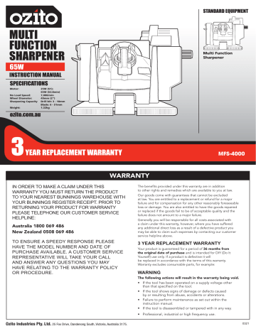 ozito Multi Function Sharpener MFS-4000 Instruction manual | Manualzz