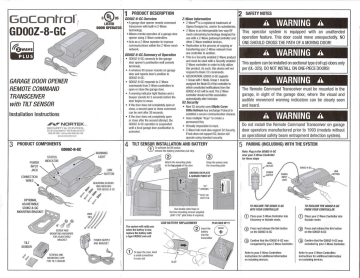 NORTEK GoControl GD00Z-8-GC Installation Guide | Manualzz