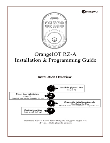 orangeIOT RZ-A Keypad Deadbolt Installation Guide | Manualzz