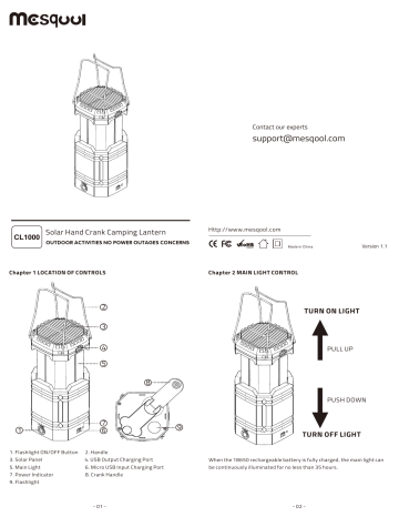 Mesqool CL1000 Solar Hand Crank Camping Lantern User Manual | Manualzz
