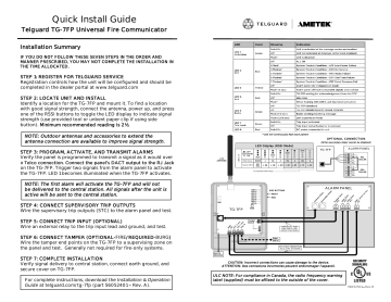 TELGUARD TG-7FP Universal Fire Communicator Installation Guide | Manualzz