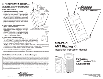 APOGEE AMT-12 Professional Loudspeaker Instruction manual | Manualzz