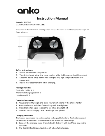 Anko 42957843 Gaming Phone Controller Instruction manual | Manualzz