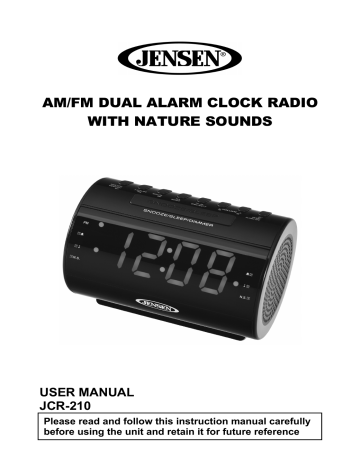 Jensen JCR-210 AM/FM Dual Alarm Clock Radio User Manual | Manualzz