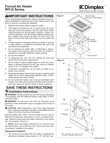 Dimplex Forced Air Heater RFI-D Series Instruction manual | Manualzz