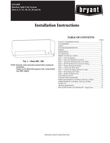 bryant Ductless Split Unit System 619AHB Owner’s Manual | Manualzz