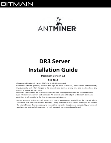 BITMAIN AntMiner DR3 Bitcoin Miner Installation Guide | Manualzz