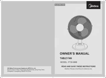 Midea FT30-8MB 12-Inch Electric Table Fan Owner’s Manual | Manualzz