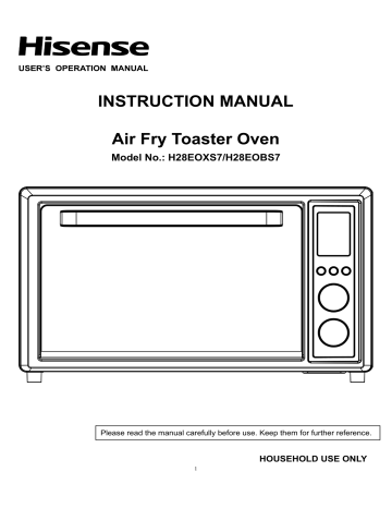 Hisense H28EOXS7 Air Fryer Toaster Oven Instruction manual | Manualzz