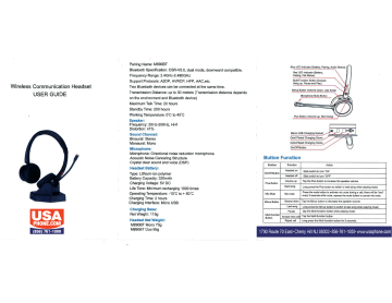 Headsets M890BT Wireless Communication Headset User Guide | Manualzz